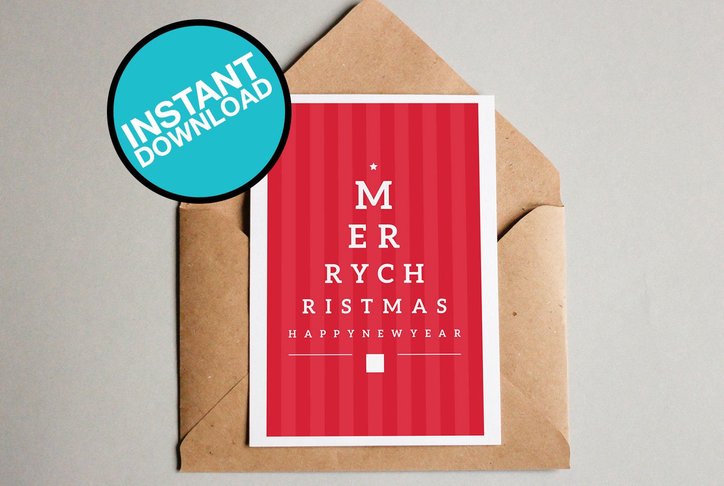 Merry Christmas Eye Chart - Printable Christmas Cards - Instant ...