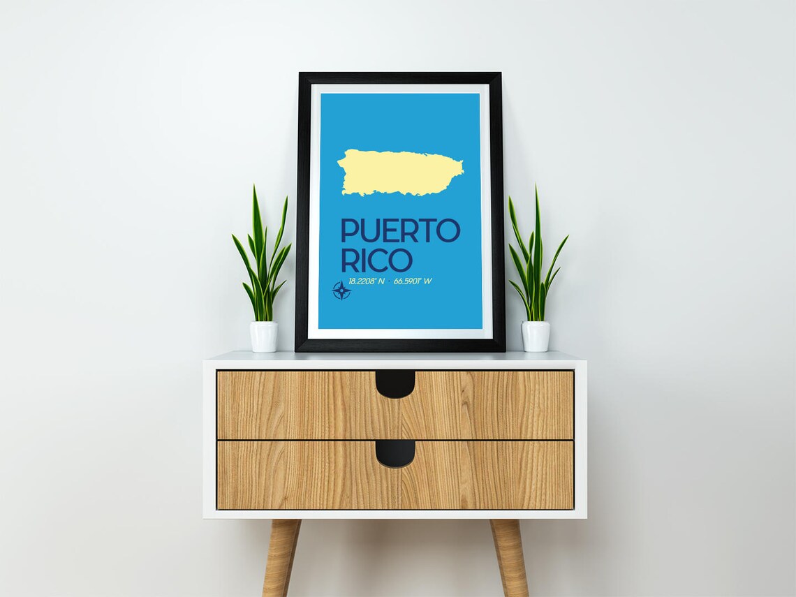 Puerto Rico Map Digital Download & Print Art Print, Minimalist Travel ...