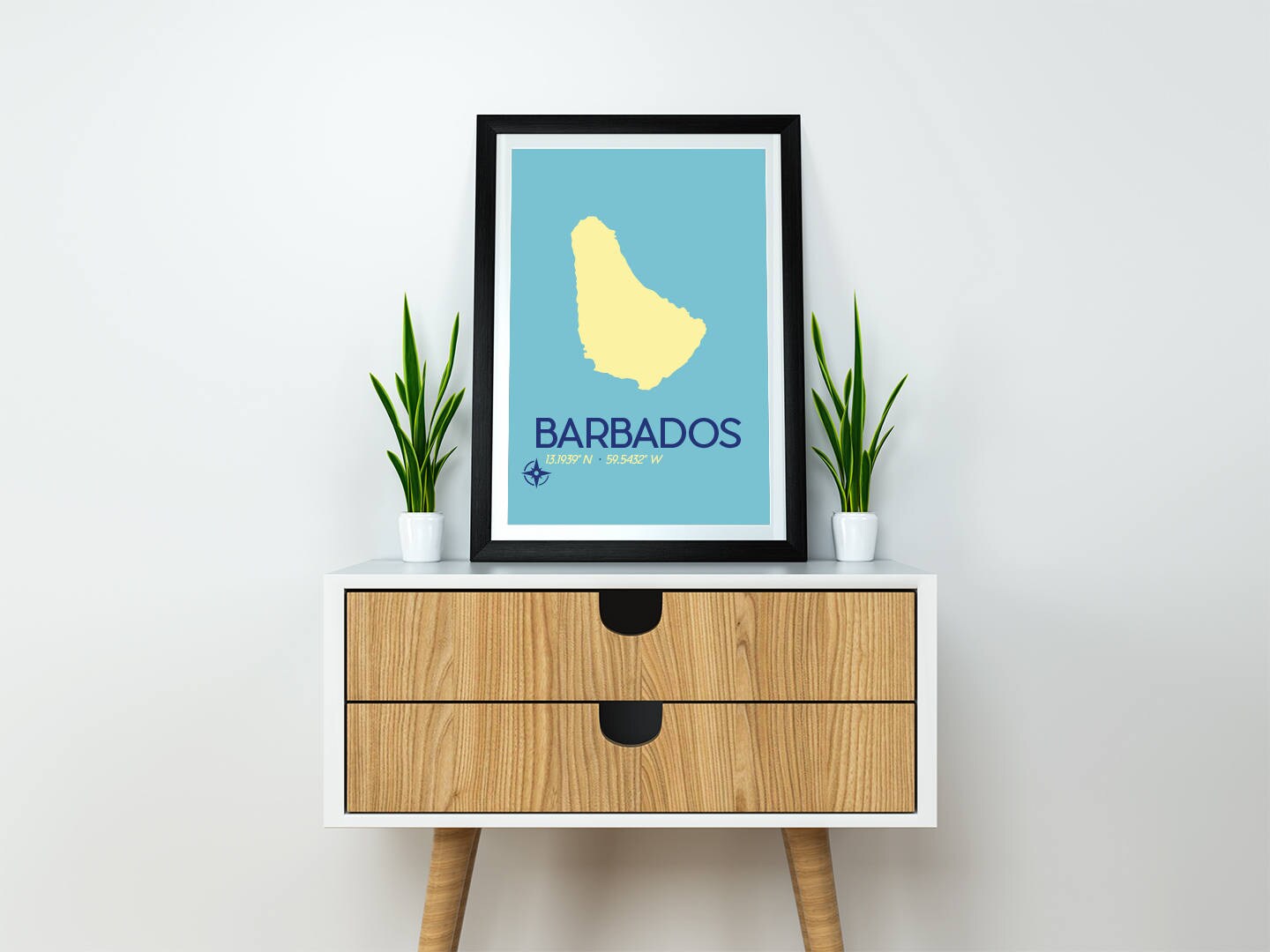 Travel Poster Barbados Art Print, Barbados Map, Minimalist Wall Decor ...