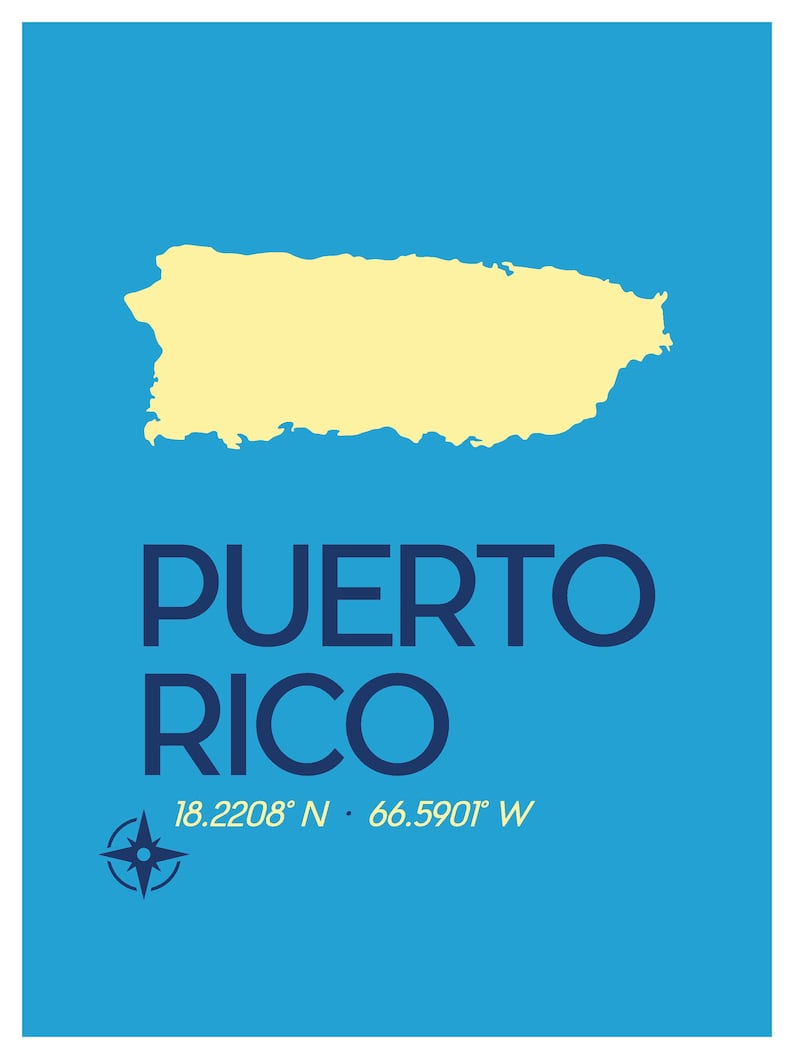 Puerto Rico Map Digital Download & Print Art Print, Minimalist Travel ...