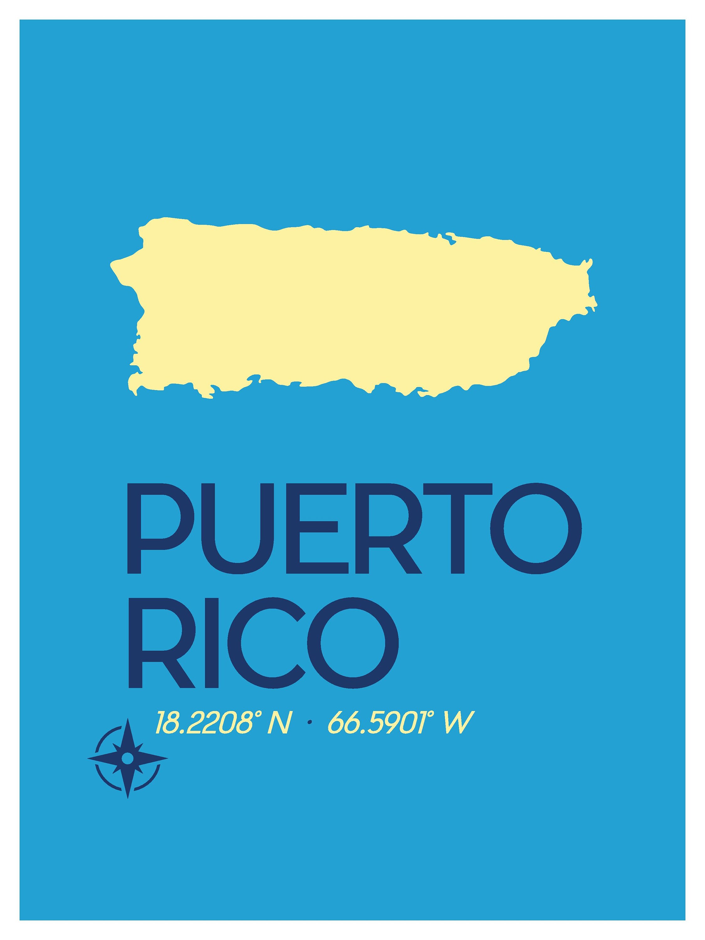 Puerto Rico Map Digital Download & Print Art Print, Minimalist Travel ...
