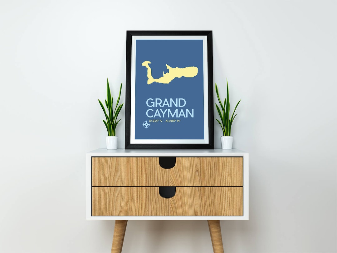 Grand Cayman Island Map Poster - Grand Cayman Art Print, Grand Cayman ...