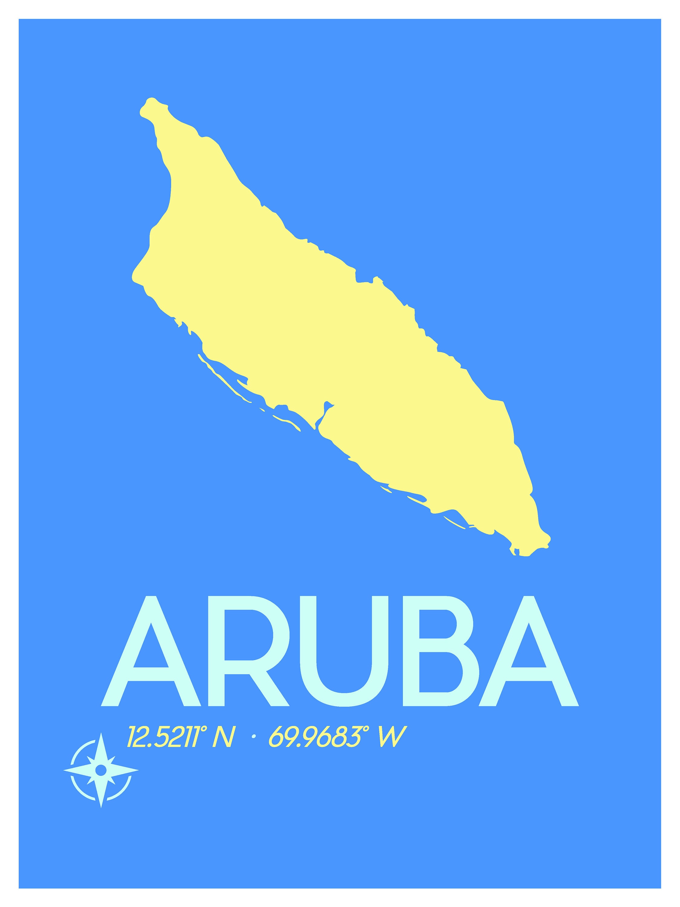 Aruba Travel Poster Aruba Art Print, Aruba Map Design, Minimalist ...