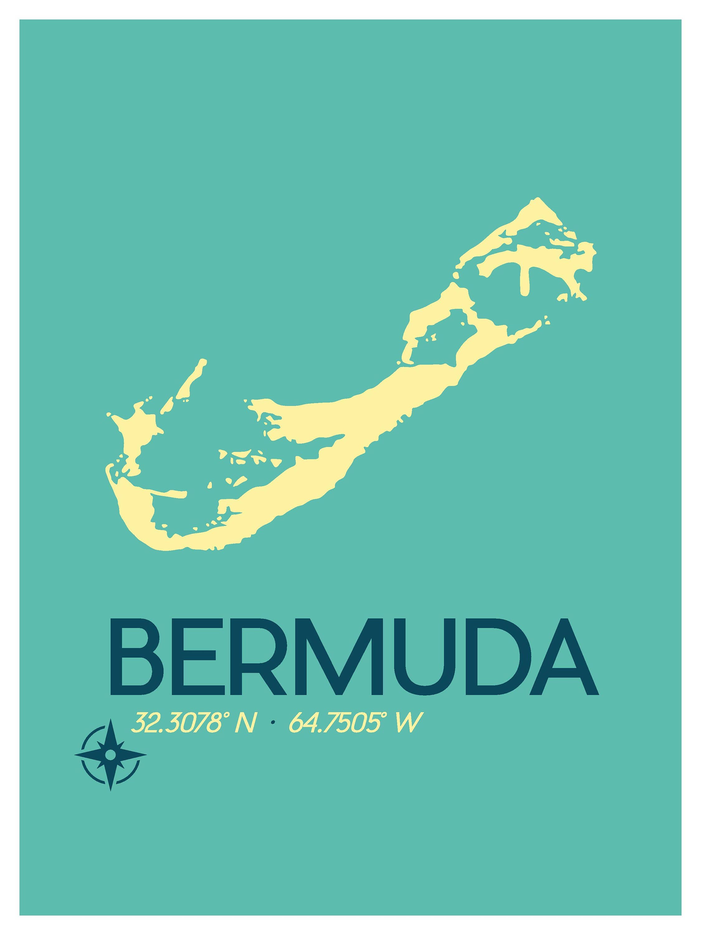 Bermuda Map Poster Bermuda Art Print Bermuda Poster - Etsy Canada