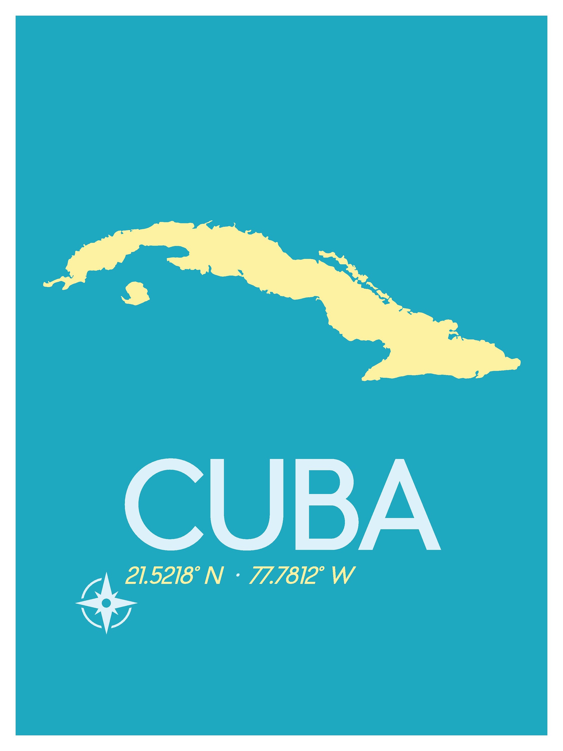 Cuba Map Poster for Travellers and Vacationers - Cuba Art Print, Cuba ...