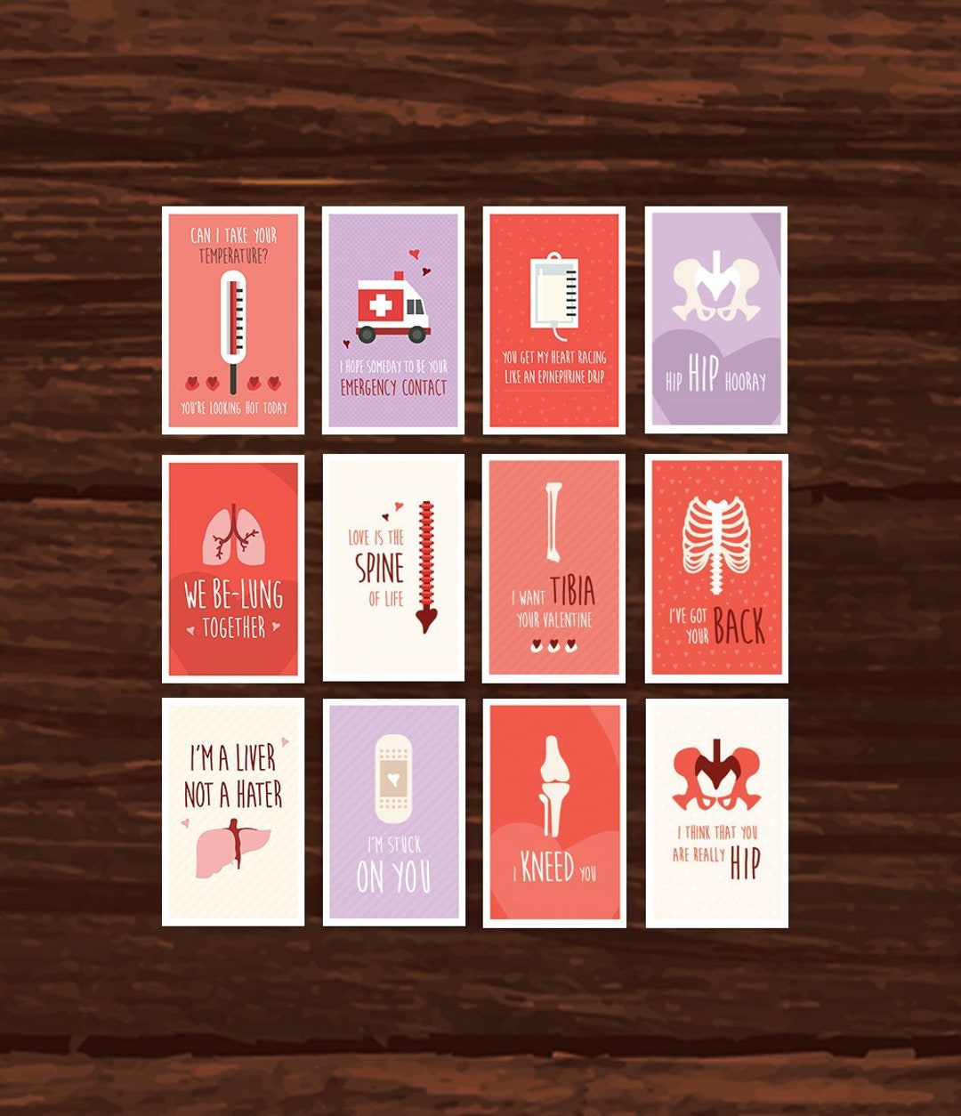 Funny Downloadable Medical Valentine's Day Cards - Set of 12 Printable ...