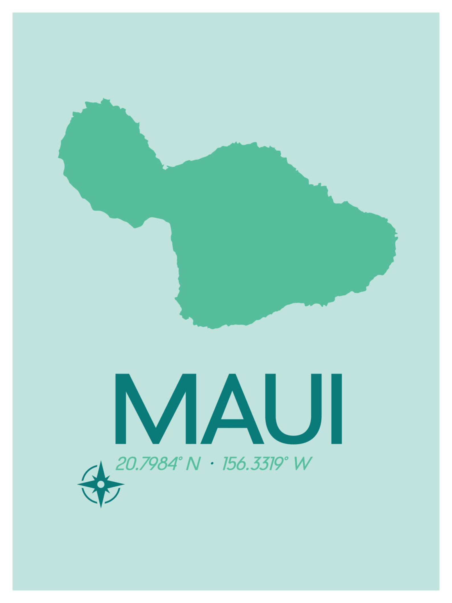 Maui Hawaii Poster Instant Download & Print Art Print Map - Etsy