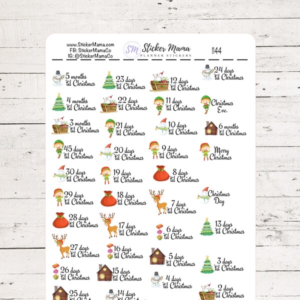 Christmas Countdown Stickers - Etsy