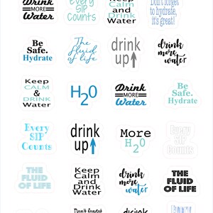 HYDRATE STICKERS 1132 1133 Planner Stickers Water Intake Stickers H20 ...