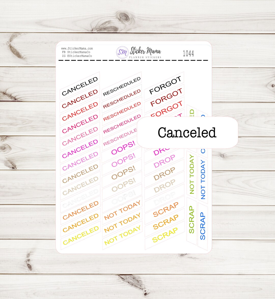 CANCELED STICKERS 1044, Planner Stickers Rescheduled Sticker Not Today ...