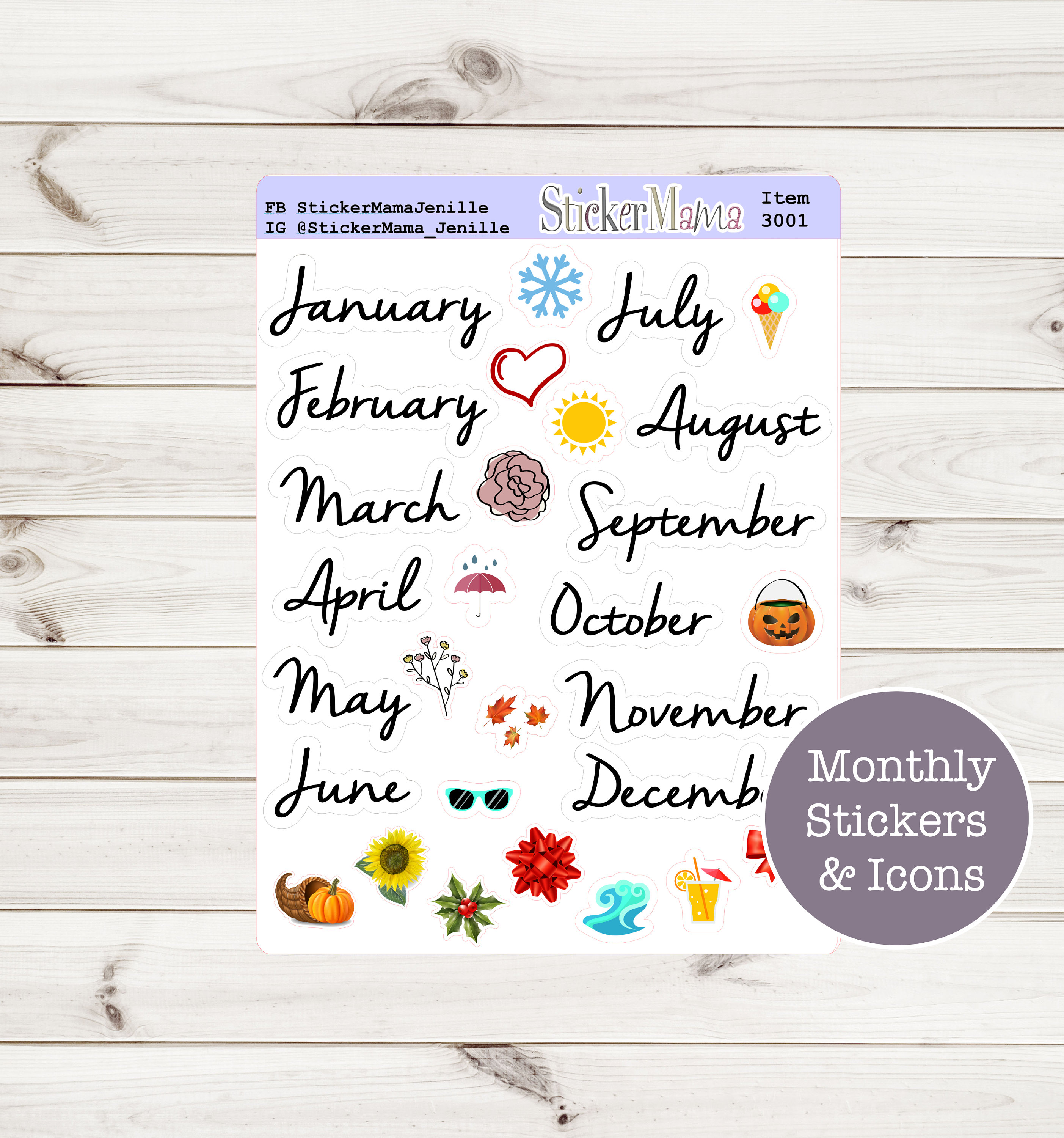 MONTHLY STICKERS 3001 Month Planner Stickers Months of | Etsy
