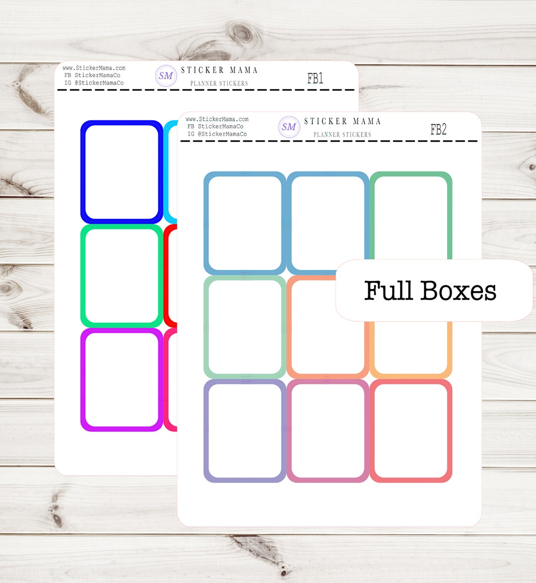 FULL BOX STICKERS 1.9" X 1.5" Full Box Labels Full Planner Box Ex ...