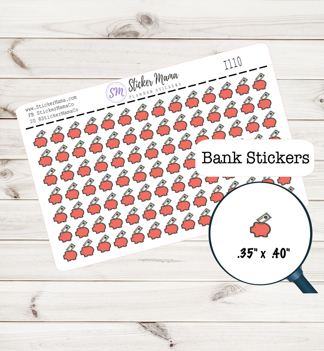BANK PLANNER STICKERS I110 Piggy Bank Stickers Bank Stickers Planner ...