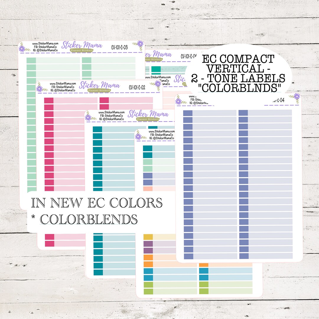 CV-101 TWO TONED Labels Colorblend Erin Condren Compact Vertical Bloom ...