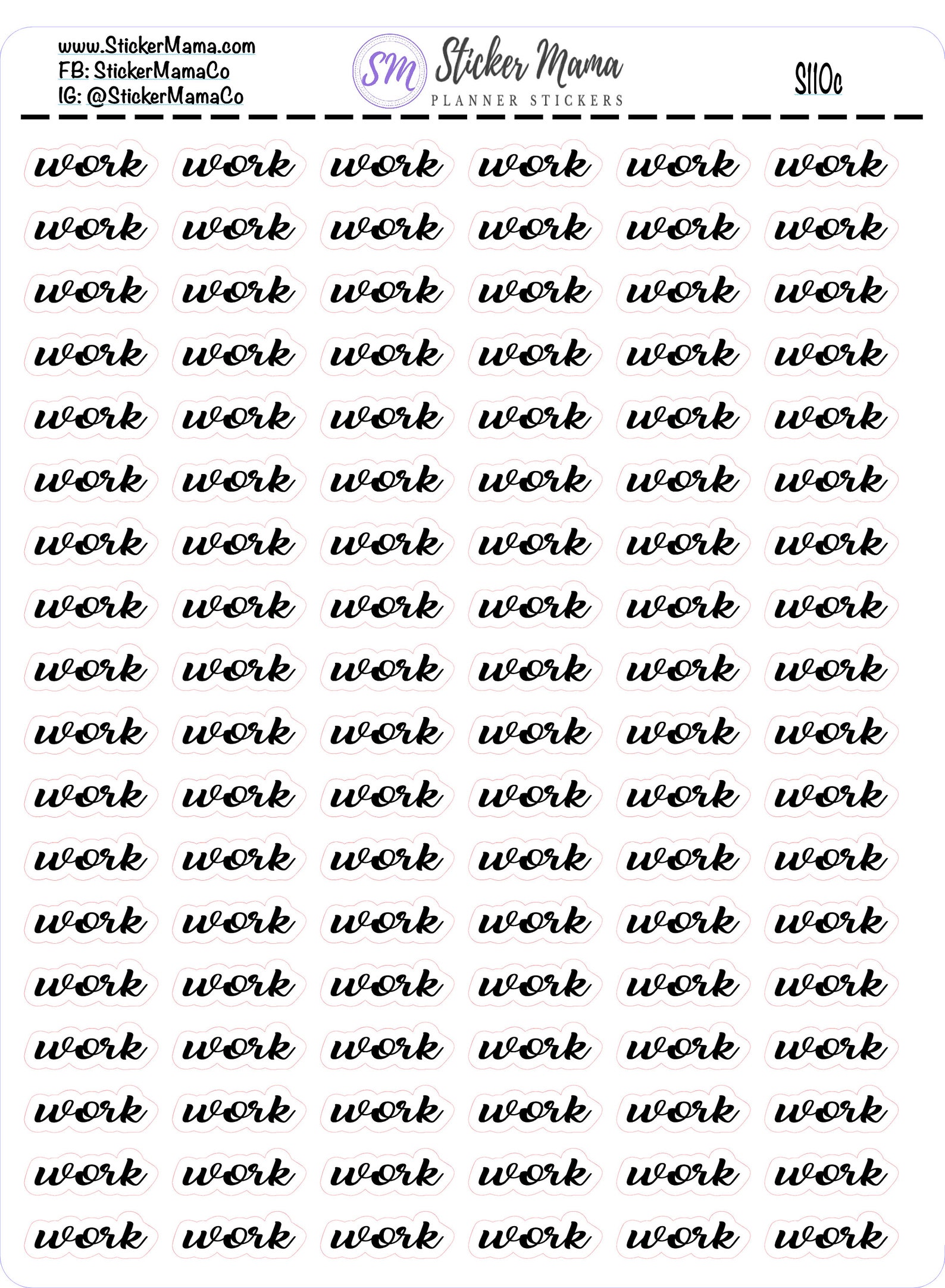 WORK SCRIPT PLANNER Stickers S110 Jenplans Script Font Planner Stickers ...