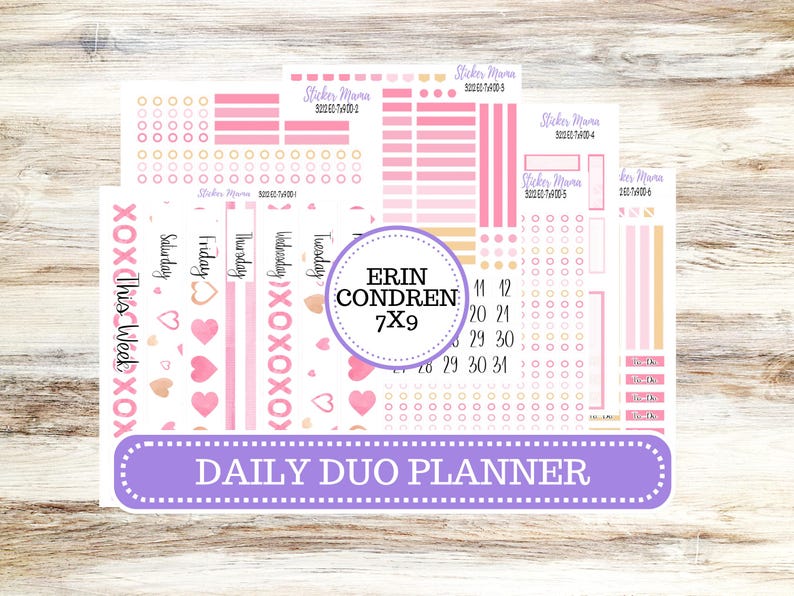 Erin Condren Daily Duo Planner Sticker Kit | DD-3212 February - Love ...