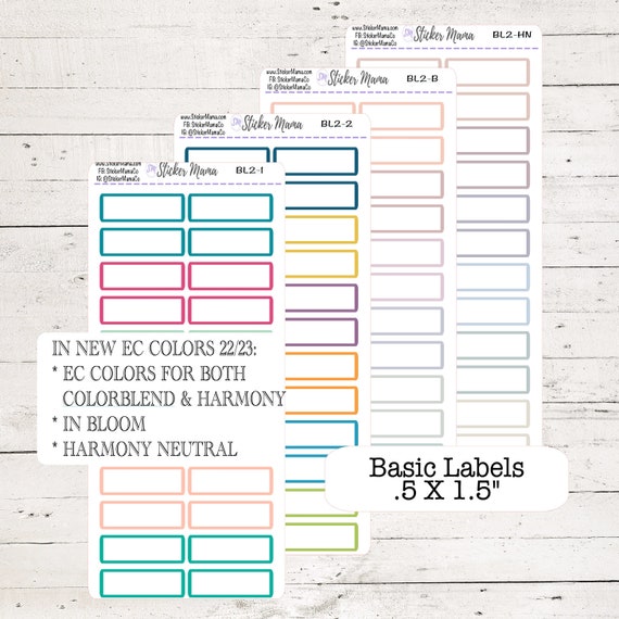 NEW ERIN CONDREN Colors Updated Basic Labels Half Boxes - Etsy