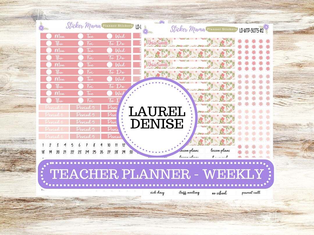 LAUREL DENISE TEACHER Weekly Planner Kit #3075 || Shabby Chic Roses ...