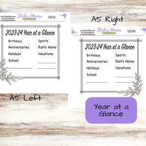 YEAR at a GLANCE Year in a View #YG1203 Custom Year View Planner ...