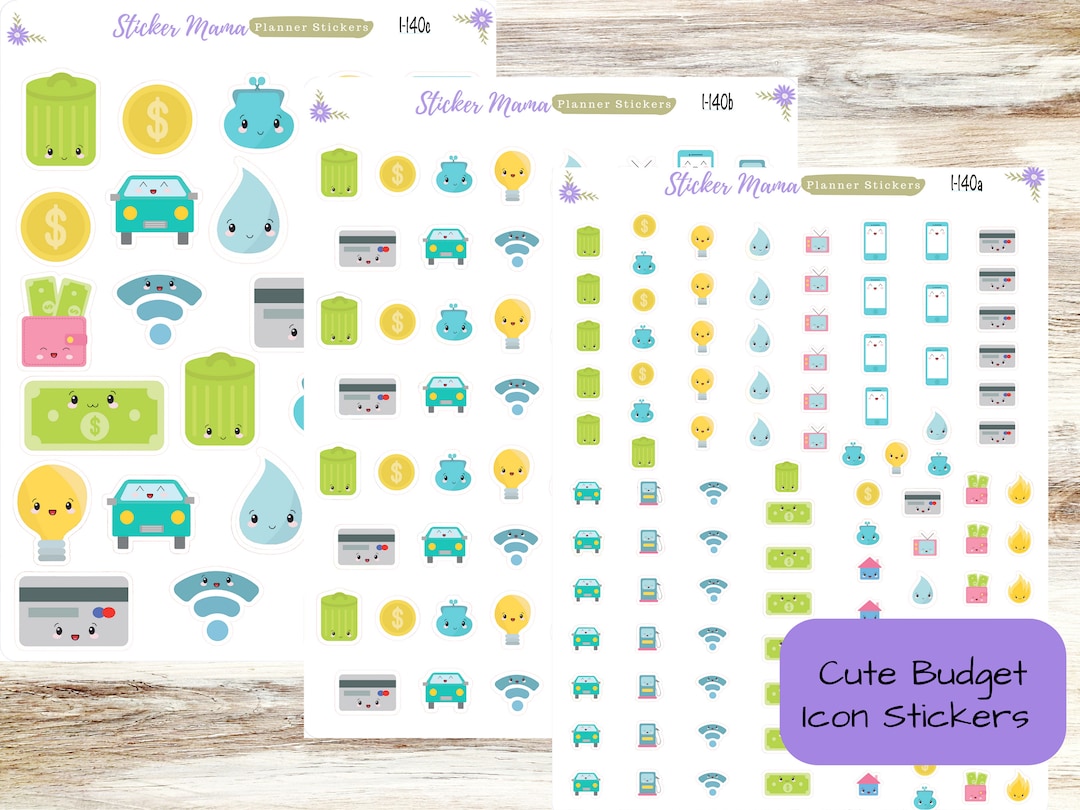 CUTE BUDGET ICONS I-140 || Cute Planner Stickers || Budget Icon ...