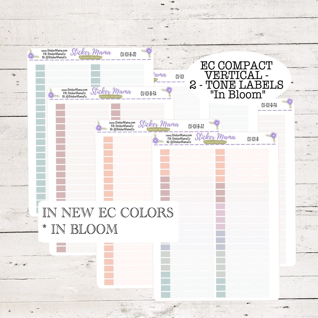 CV-101 TWO TONED Labels in Bloom Erin Condren Compact Vertical Bloom ...