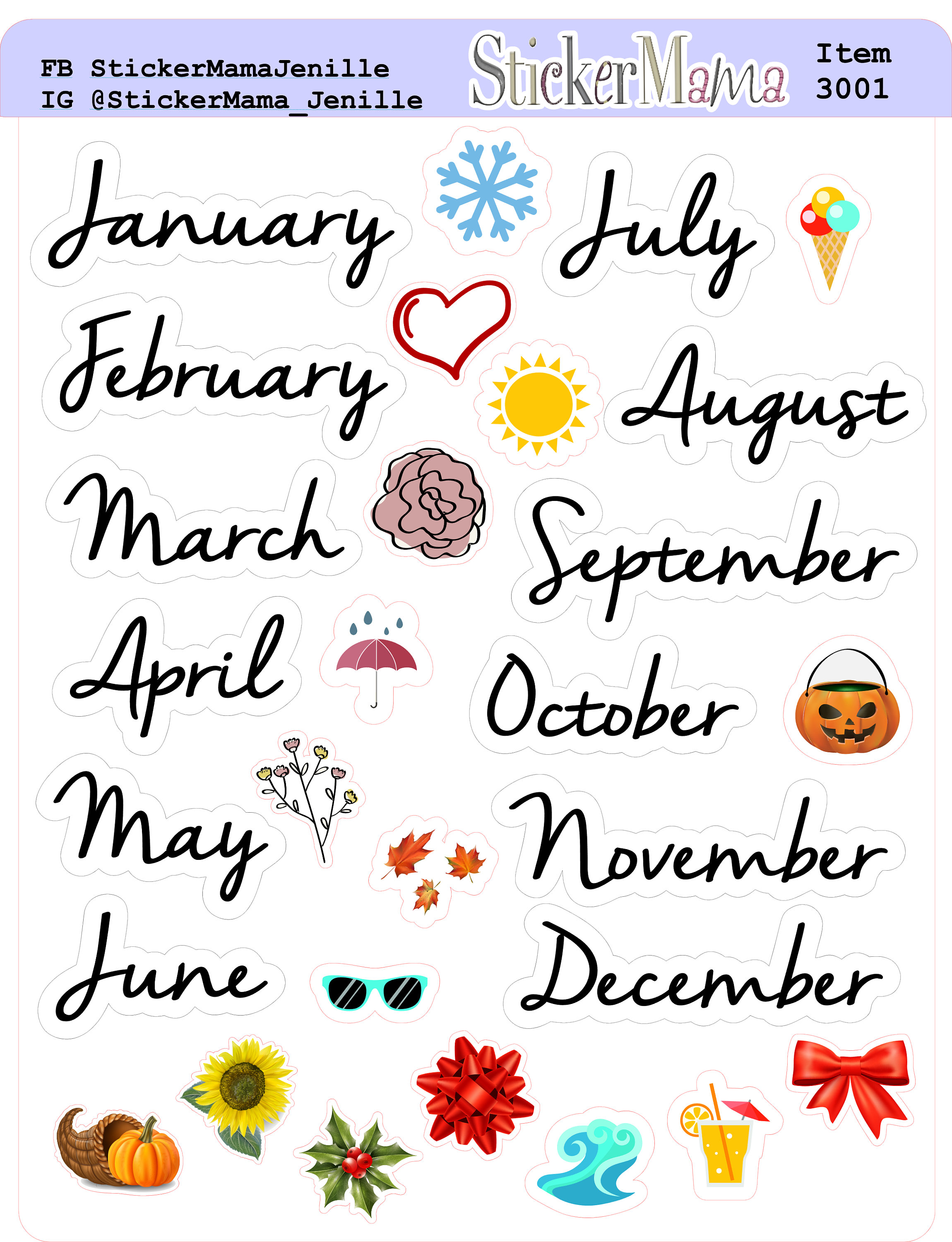 MONTHLY STICKERS 3001 Month Planner Stickers Months of | Etsy