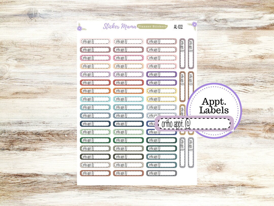 AL-102 ORTHO APPOINTMENT Labels Planner Stickers Labels Sticker Ortho ...