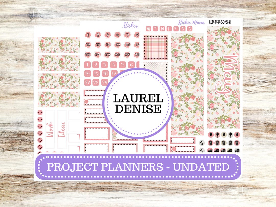 LAUREL DENISE PROJECT Undated. Planner Kit #3075 || Shabby Chic Roses ...