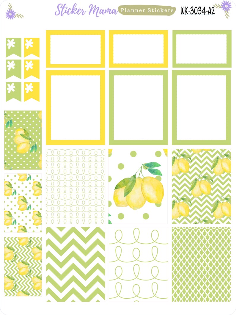 WK-3034 Watercolor Lemons Weekly Planner Kit Erin - Etsy