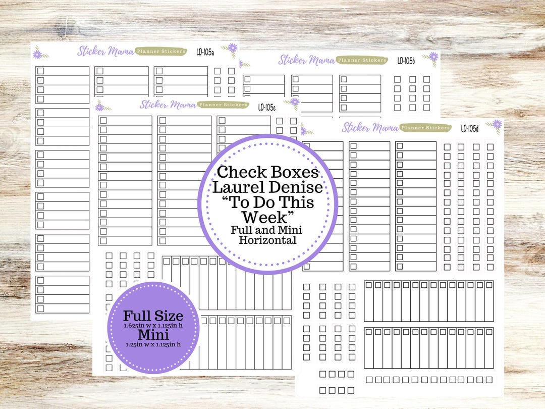CHECKBOXES LAUREL DENISE Planner Ld-105 to Do This Week Columns Full ...