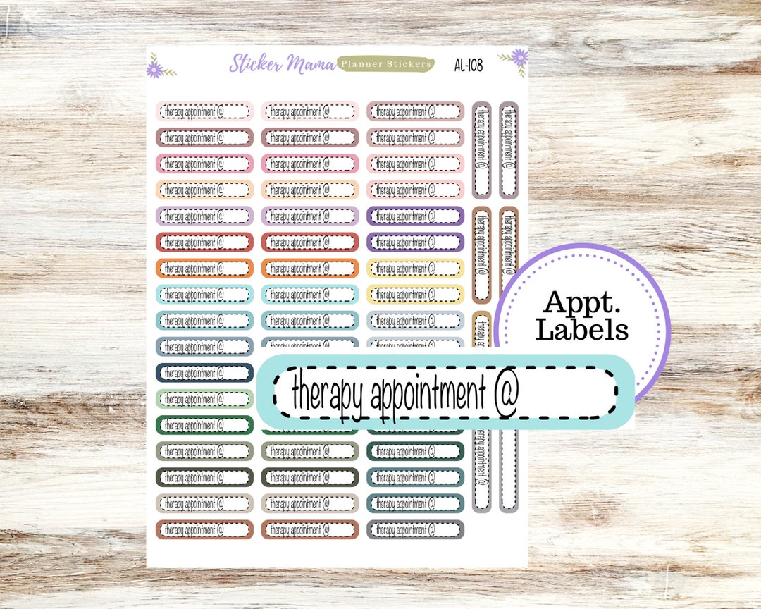 AL-108 || THERAPY APPOINTMENT Labels || Planner Stickers || Labels ...