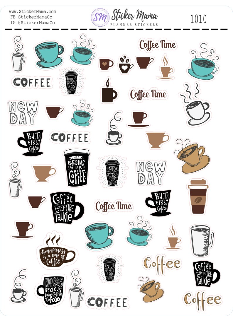 1010 COFFEE PLANNER STICKERS Coffee Stickers Coffee Lover - Etsy