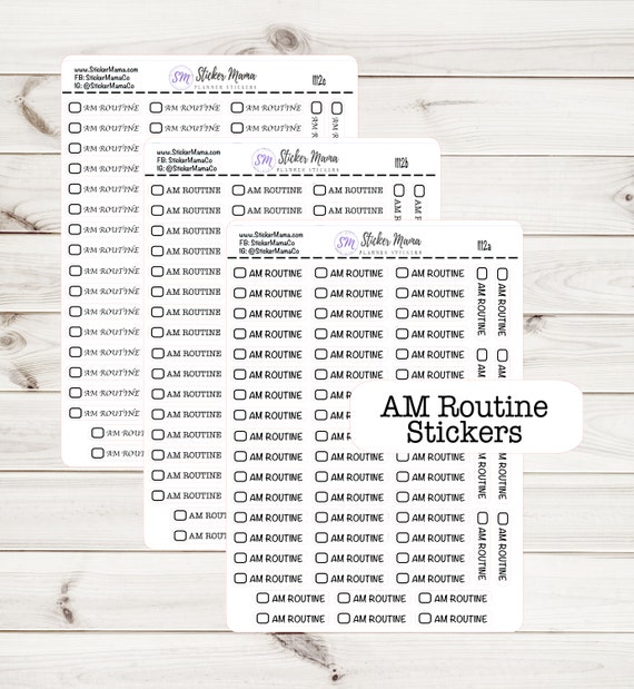 AM ROUTINE STICKERS I112 .3 X 1.5 Planner Stickers | Etsy