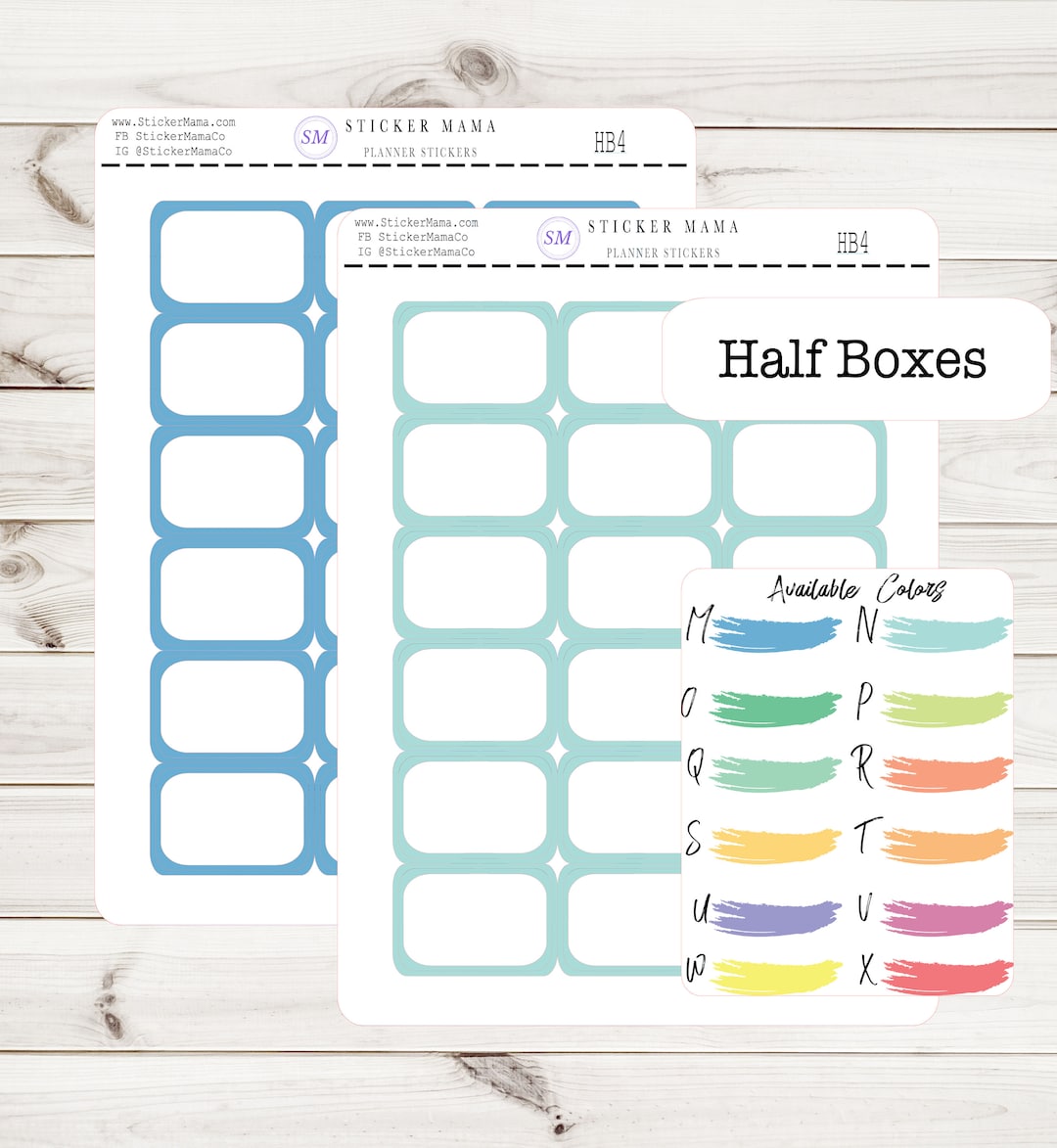 HALF BOX STICKERS 1 X 1.5 Half Box Labels Quarter - Etsy