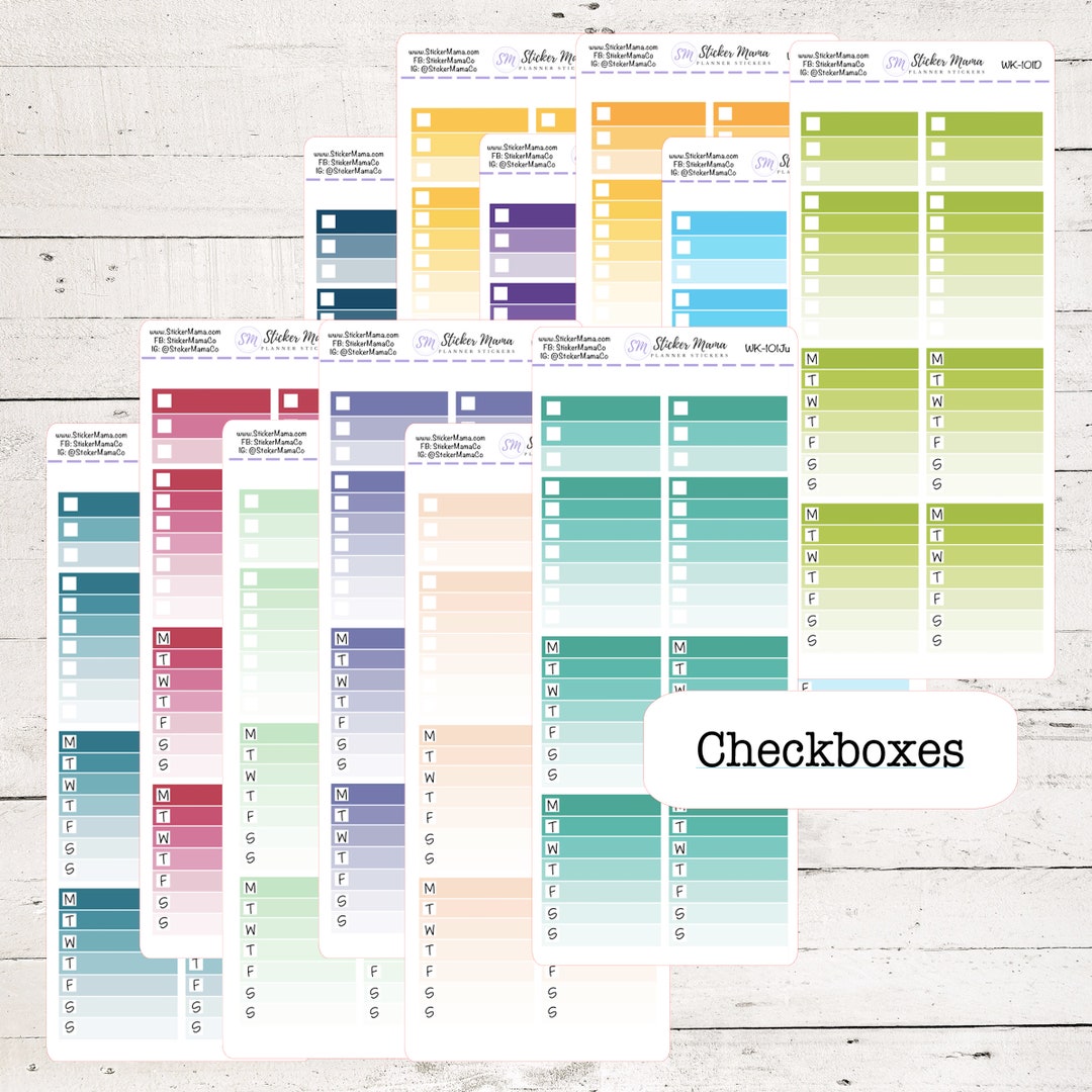 WK-101 - CHECKBOX STICKERS - Planner Stickers - Checkboxes for Planners ...