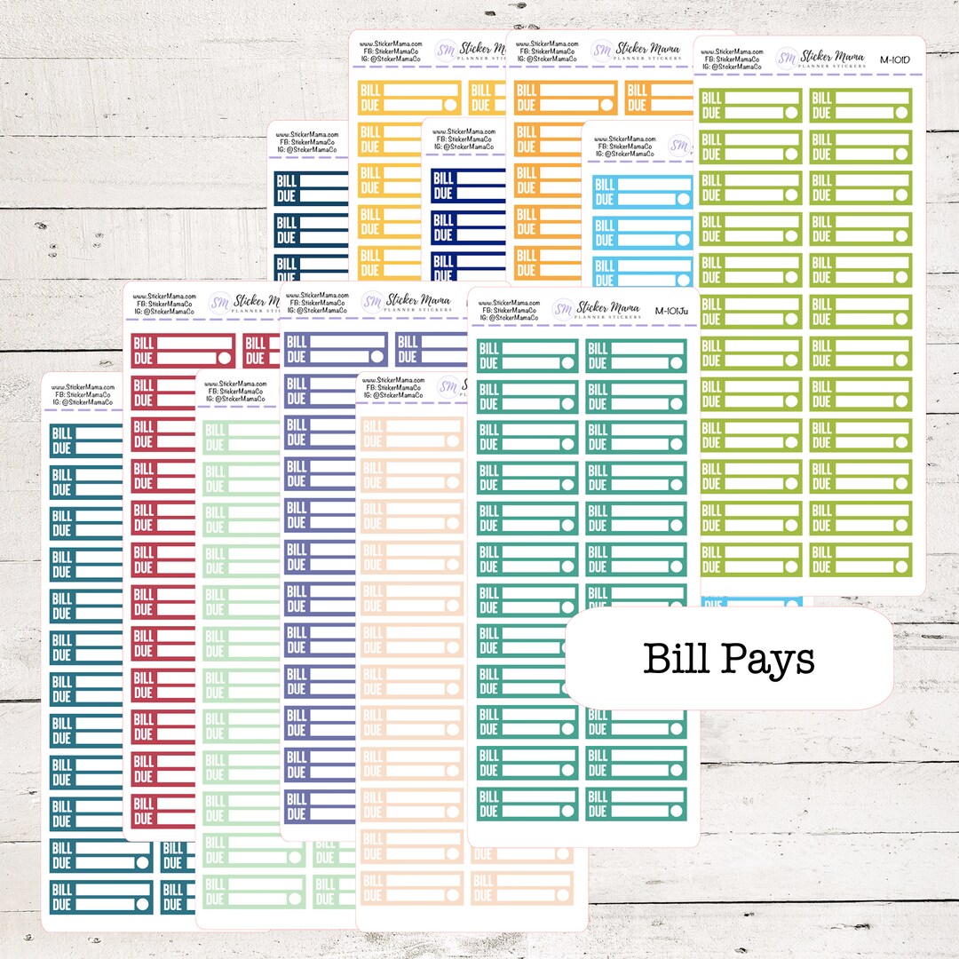 M-101 - BILL PAY STICKERS - Planner Stickers - Bill Pay for Planners - Etsy