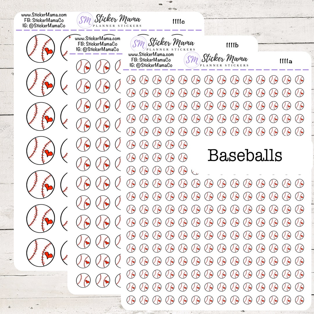 1111 DOODLE BASEBALL Planner Stickers Baseball Stickers Baseball Games ...