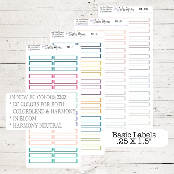 NEW ERIN CONDREN Colors Update Basic Labels in Bloom - Etsy