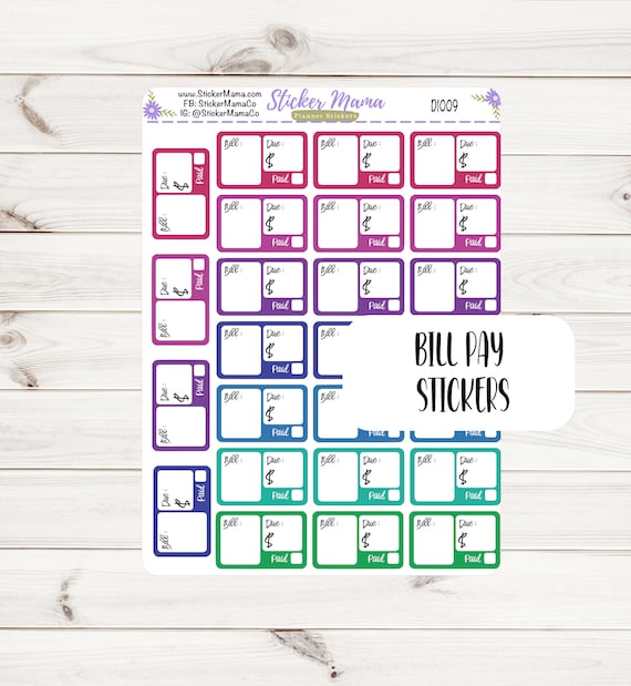 D1009 BILL PAY STICKERS Planner Stickers Bill Pay for - Etsy