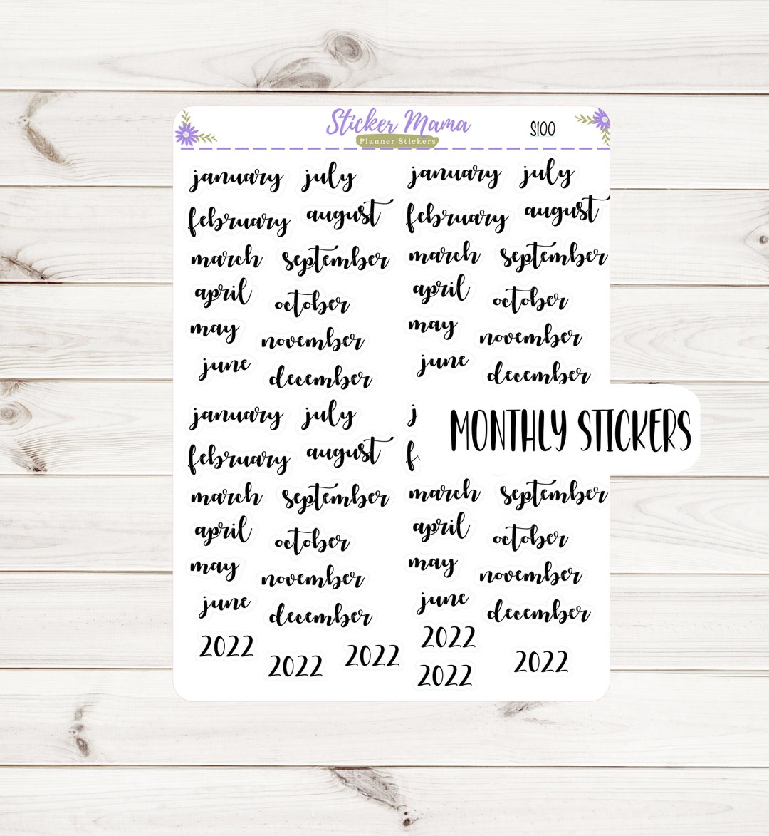 S100 MONTHLY PLANNER STICKERS - Months of the Year - Planner Stickers ...