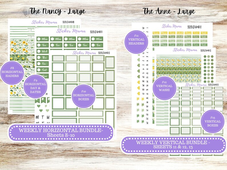 Laurel Denise Large Nancy & Large Anne Planner Sticker Kit | Vertical ...