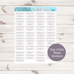 DAYS of the WEEK STICKERS S102 Days Week Sticker Day Function Sticker ...
