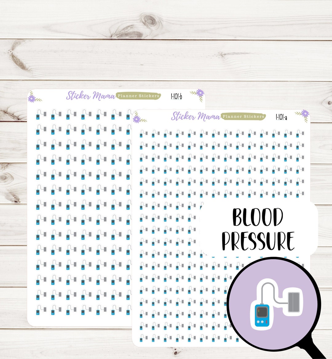 I-101 BLOOD PRESSURE PLANNER Stickers || Pressure Stickers || First Aid ...