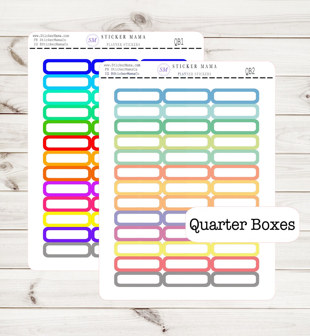 QUARTER BOX STICKERS .4" X 1.5" Quarter Box Labels Quarter Planner Box ...