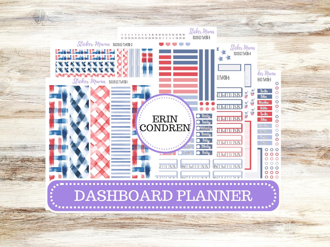 ERIN CONDREN Dashboard Planner Kit DB-3205 || Patriotic Festivities ...