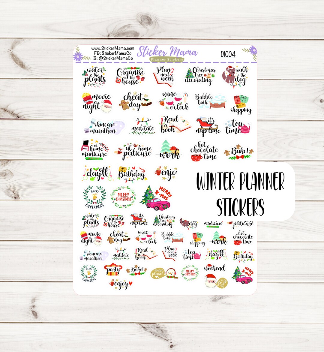 D1004 || WINTER PLANNER STICKERS || Winter Stickers || Planner Stickers ...