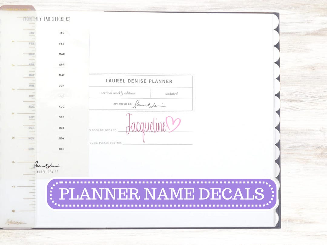 PLANNER NAME DECAL || 1.00" X 3.25" || Planner Custom Name Stickers ...