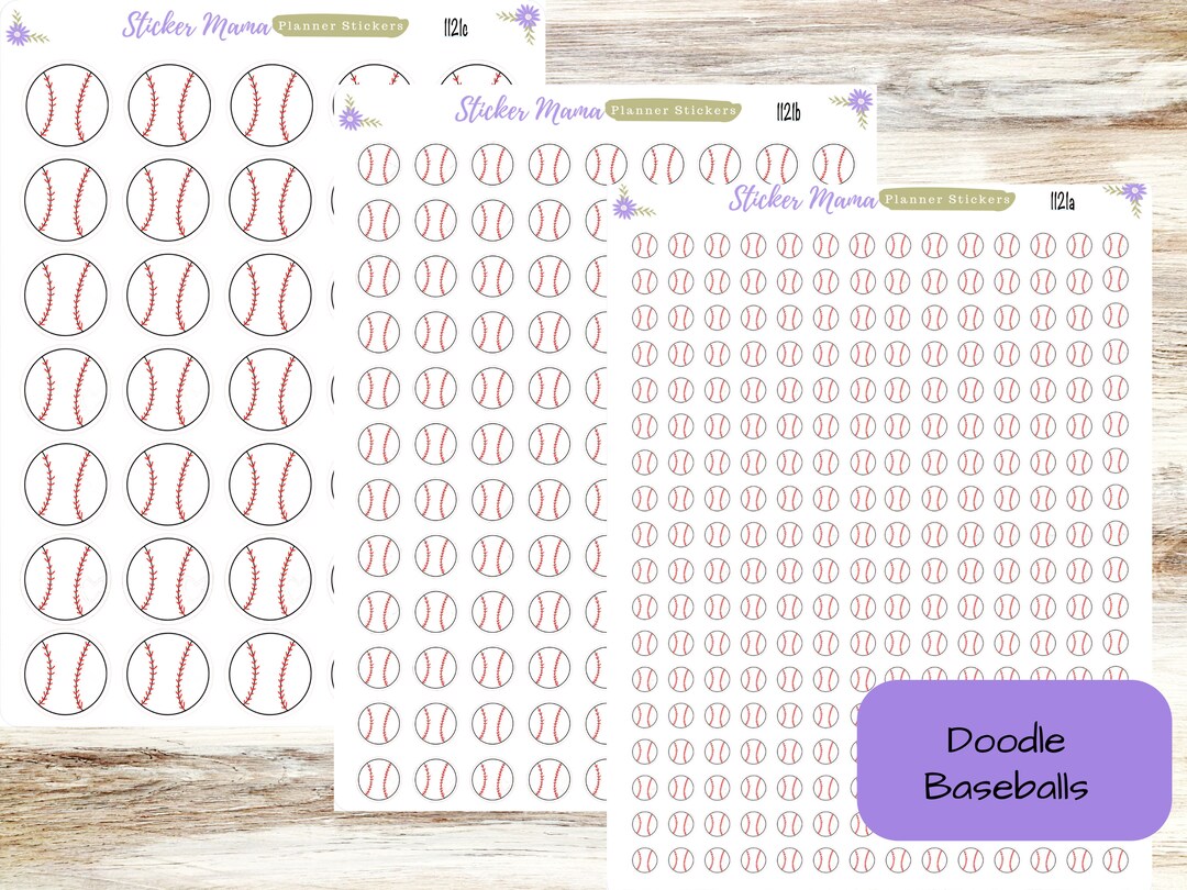 SS-1121 - DOODLE BASEBALL Planner Stickers - Baseball Stickers ...