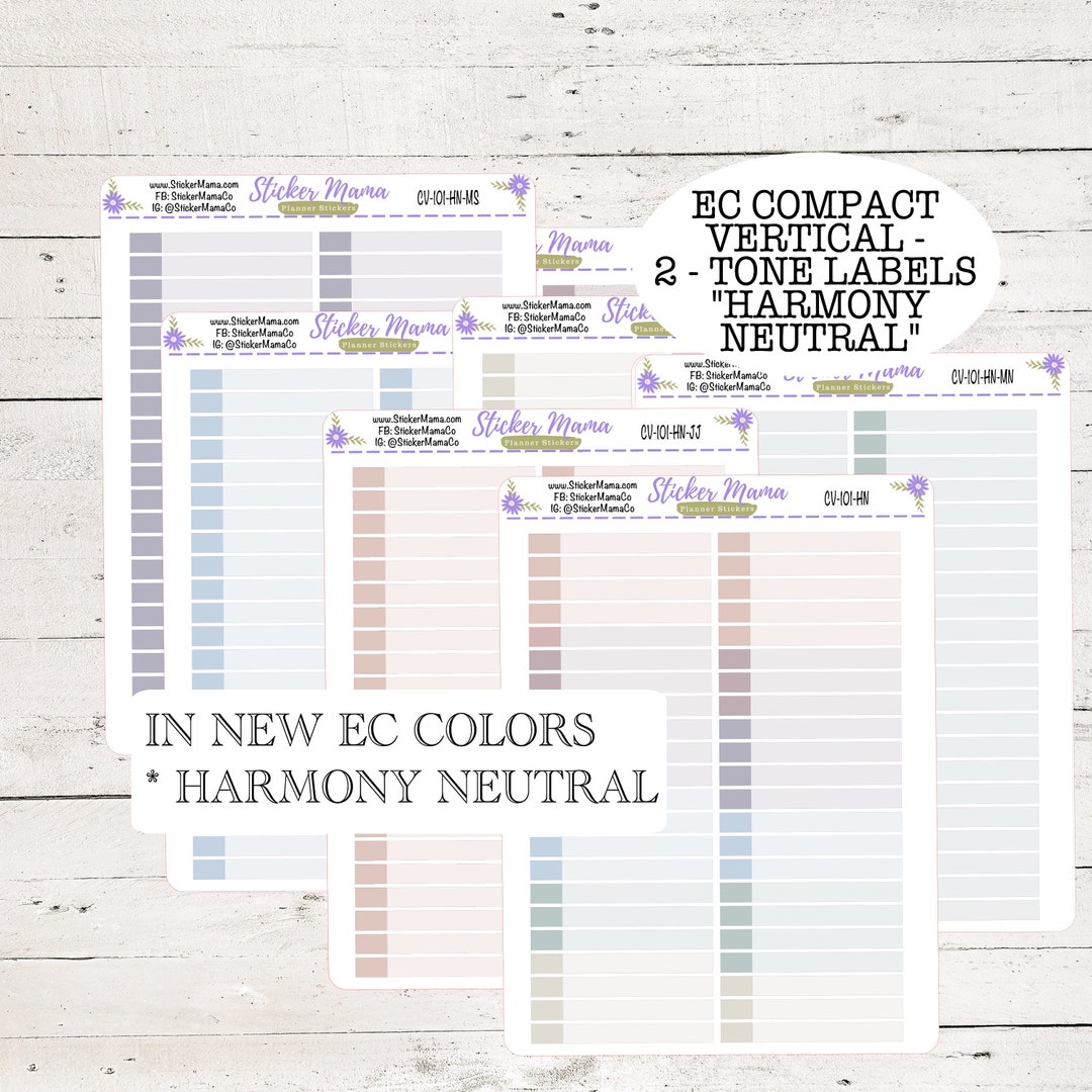 Cv-101hn TWO TONED Labels Harmony Neutral Erin Condren Compact Vertical ...