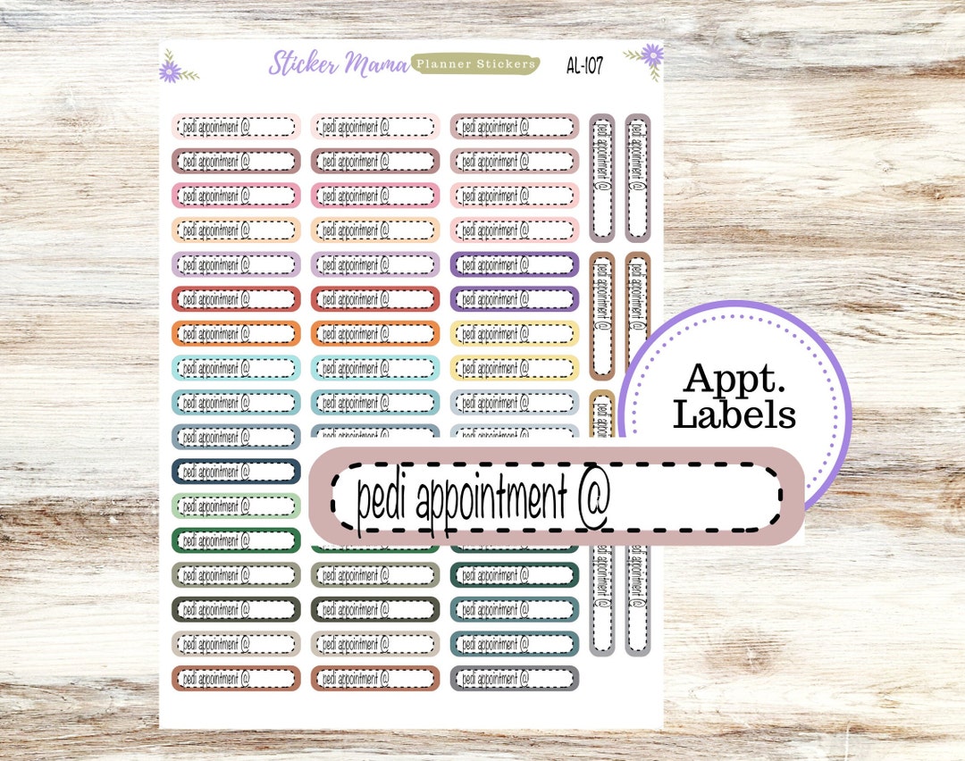 AL-107 || PEDI APPOINTMENT Labels || Planner Stickers || Labels Sticker ...